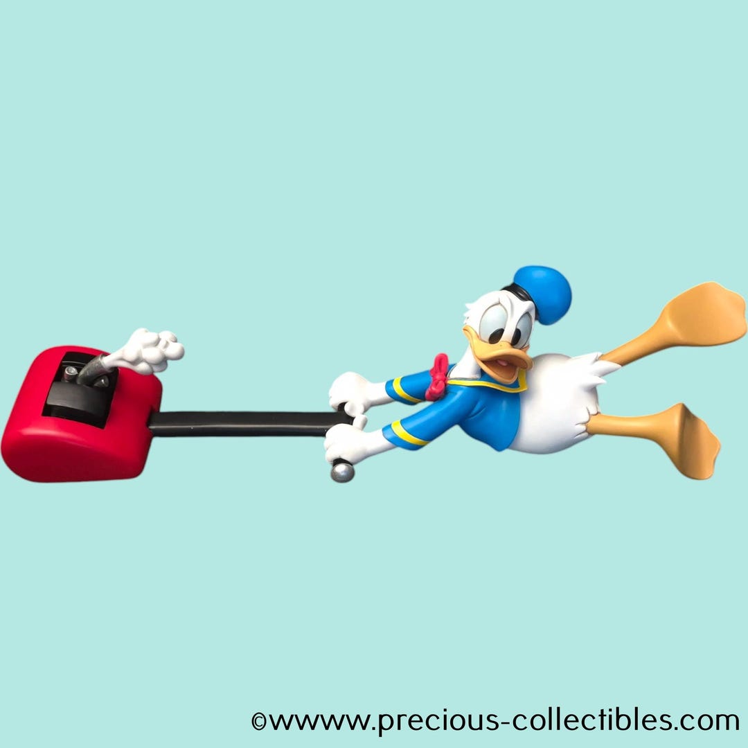 Extremely Rare Vintage Donald Duck Mowing the Lawn Statue. 1 Meter Long ...