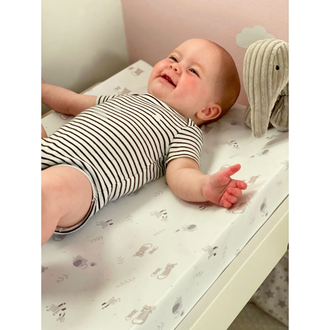 BABY CHANGING MAT, Safari Animals Print Anti Roll Wedge Diaper Changing ...