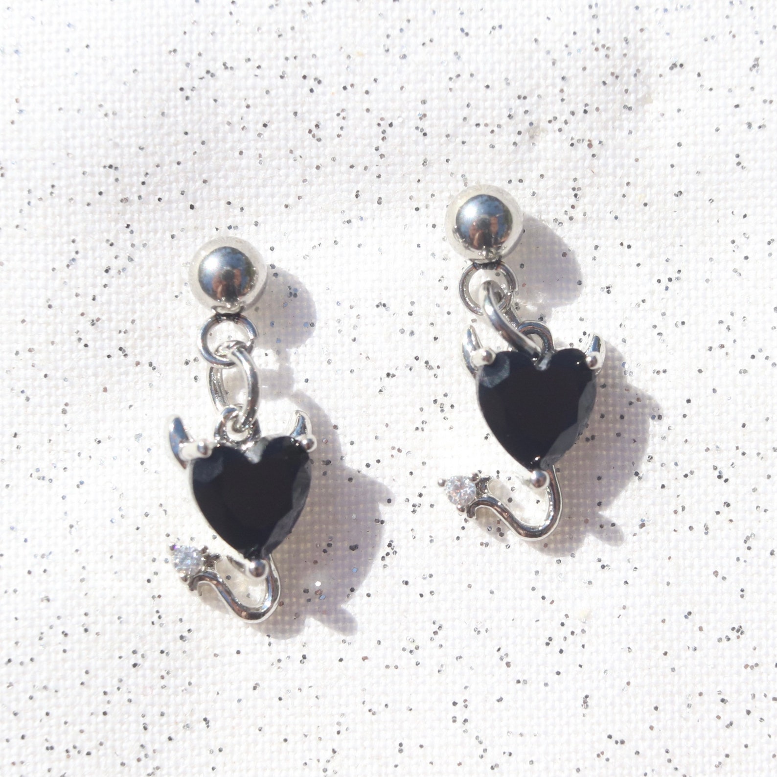 Black Devil Stud Earrings Layering Earrings Everyday Earring Layering ...