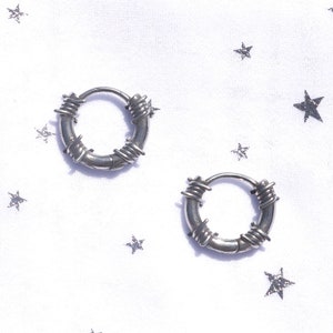 Barbed Wire Hoop Earrings, Small Hoops, Body Jewelry, Gothic Jewelry ...