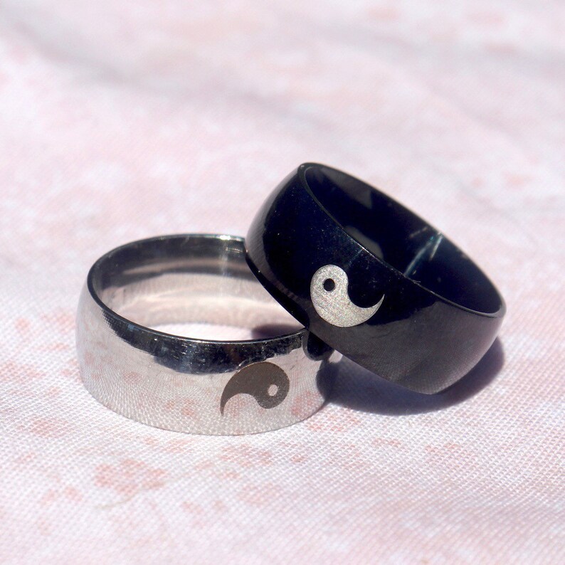 Matching Yin Yang Rings Couple Rings Anniversary Unique For | Etsy