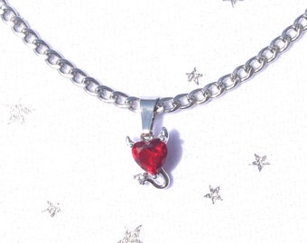 Baby Black or Red Stainless Steel Curb Chain Devil Necklace | Etsy