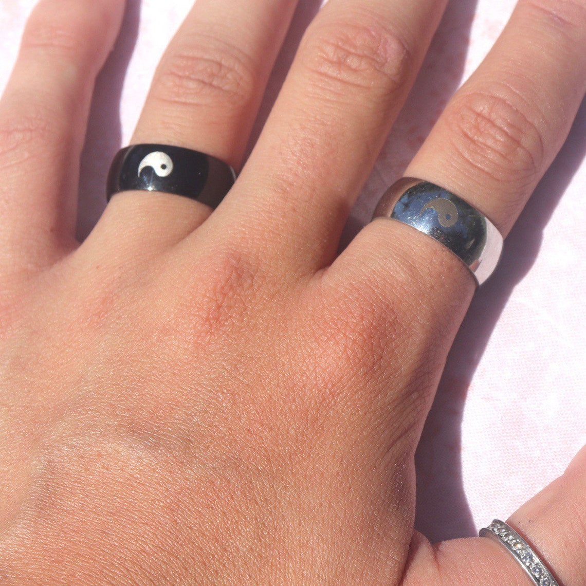 Matching Yin Yang Rings Couple Rings Anniversary Unique For | Etsy