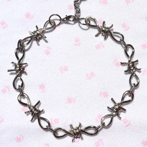 Silver Barbed Wire Adjustable Chain Necklace Womens Pointy - Etsy