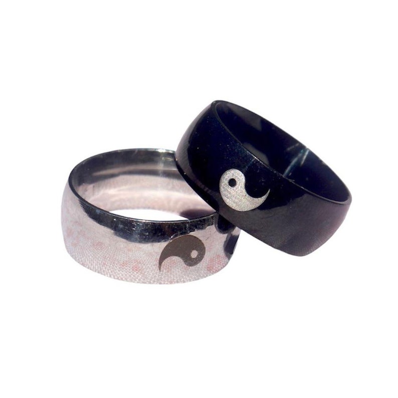 Matching Yin Yang Rings Couple Rings Anniversary Unique for | Etsy