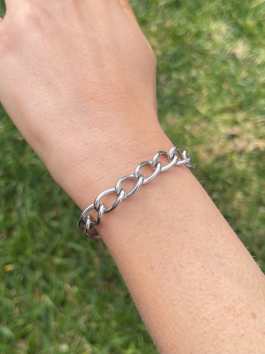 Bottle Neck Stainless Steel Chain Bracelet Chucky Chains Simple Dainty ...