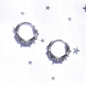 Crown of Thorn Hoop Earrings, Small Hoops, Body Jewelry, Gothic Jewelry ...