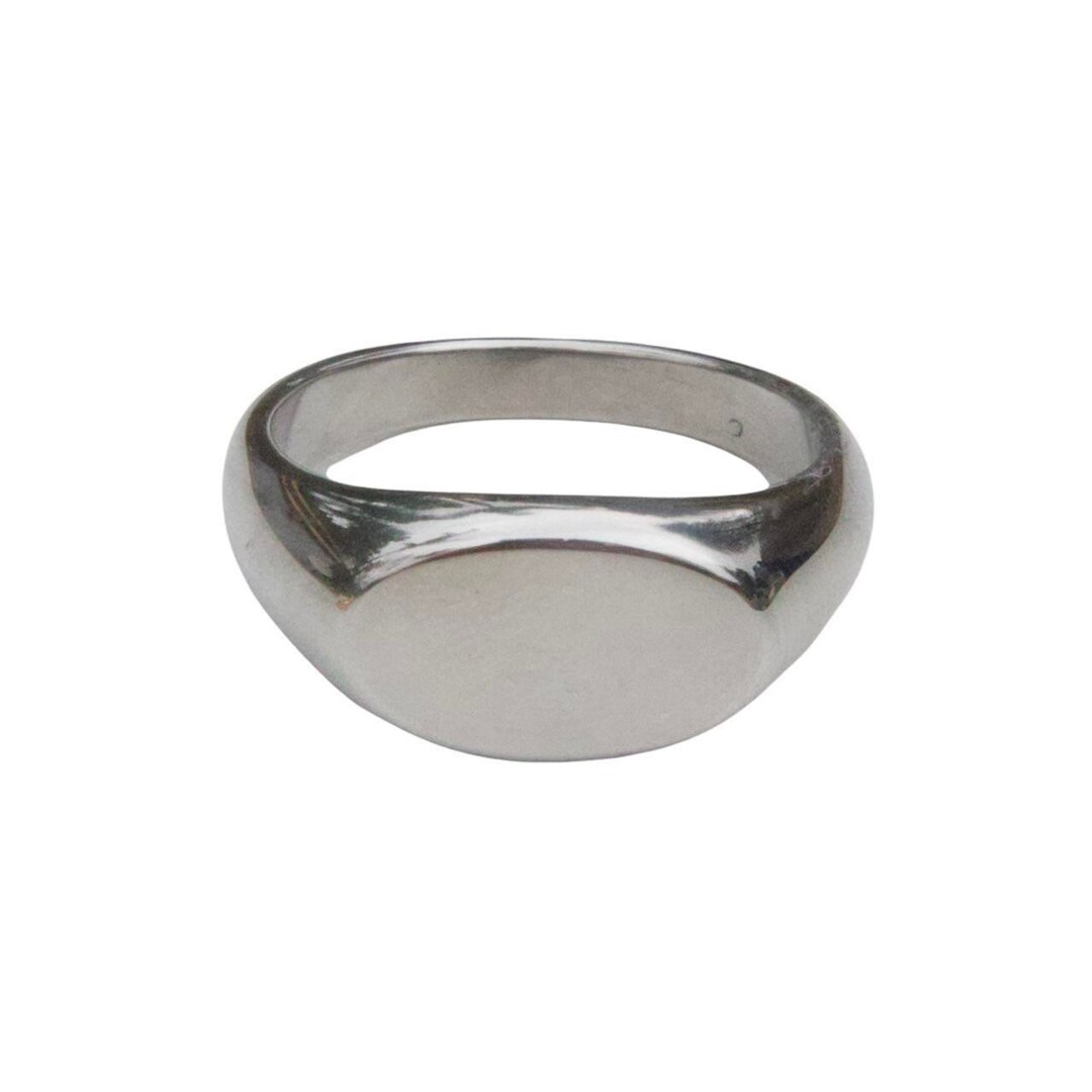 Oval Flat Signet Ring 18K Gold Stainless Steel Silver Long Lasting ...