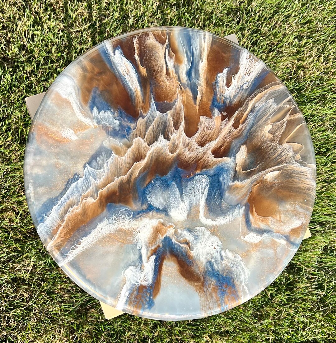15 Round Coffee Table, Epoxy Resin Marble Side Table, Wood End Table ...