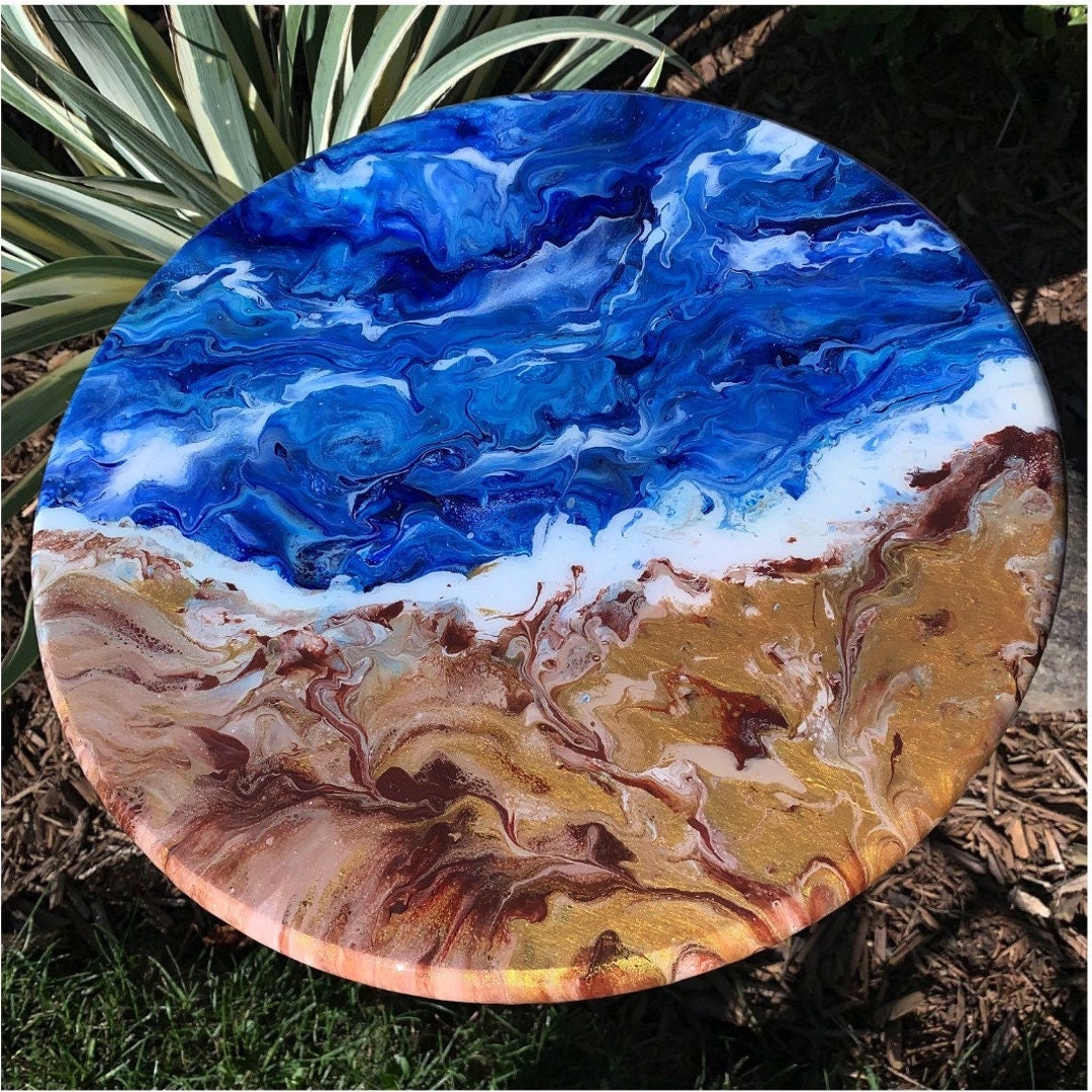 15 Beach Epoxy Resin Round Coffee Table. Handmade Wood - Etsy