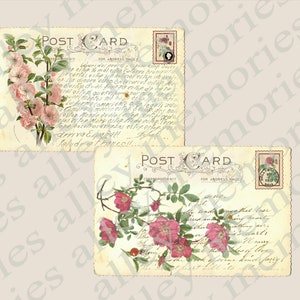 Postal Card Replicas. Vintage Floral Postal Card. Ephemera Digital ...