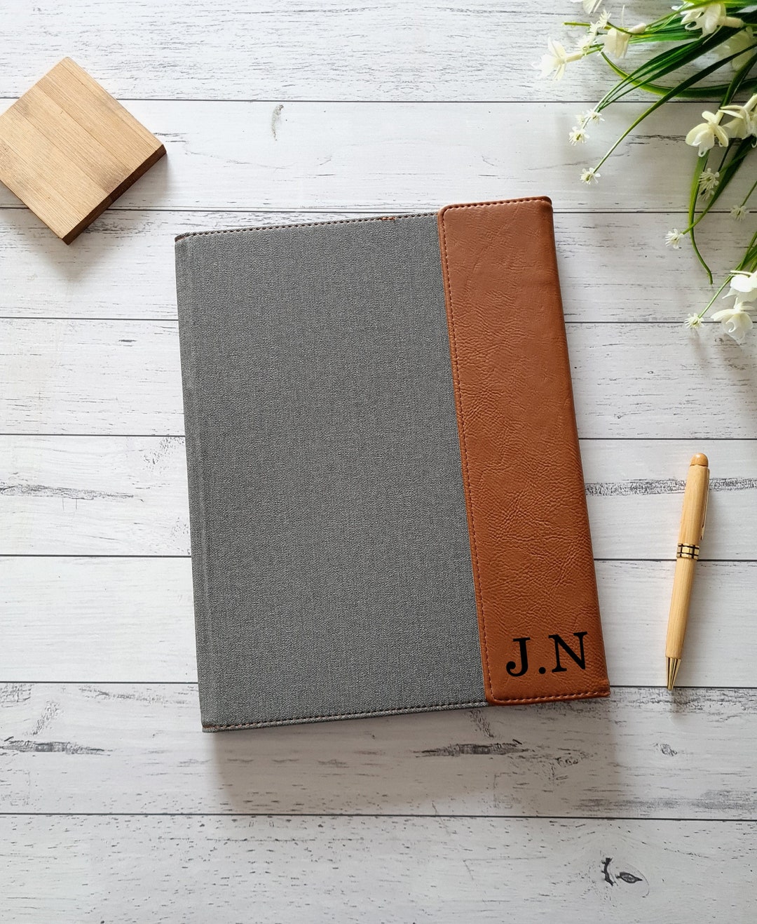 Personalised Notepad Organiser Leatherette and Canvas Notebook Diary ...