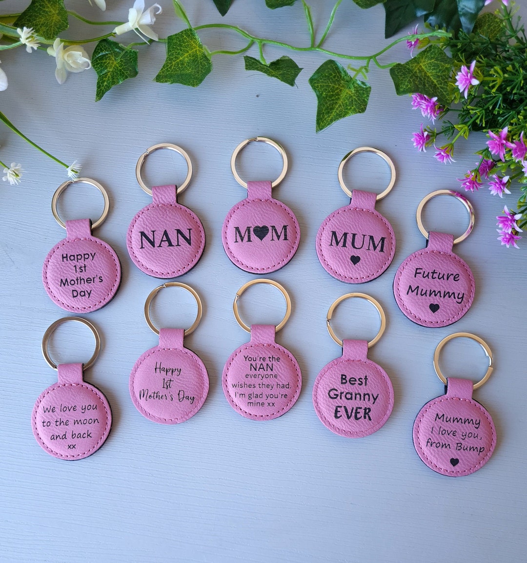 Personalised Mother's Day Keyring Custom Keychain Leatherette ...