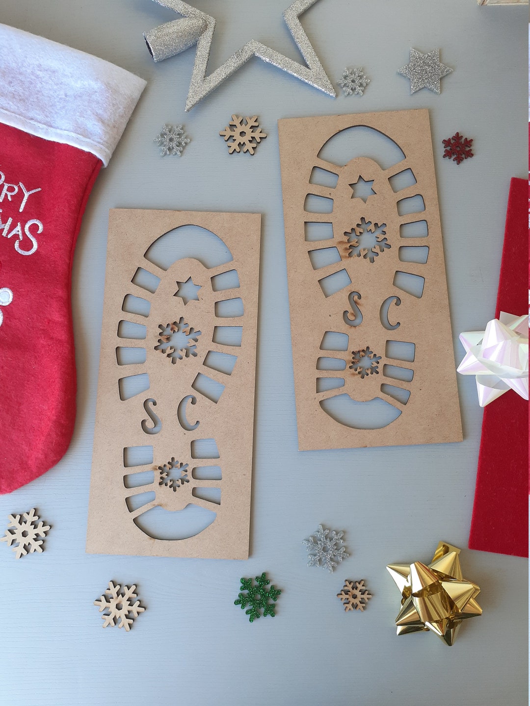 Santa Foot Print Boot Stencil Santa Feet Cut Out Elf Feet - Etsy