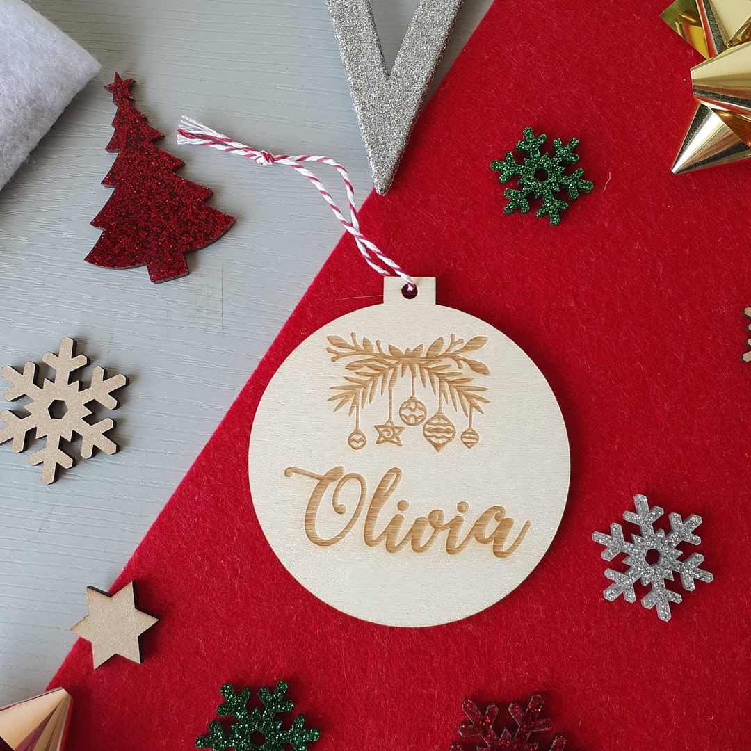 Custom Christmas Decoration Personalised Wooden Bauble Christmas Tree ...