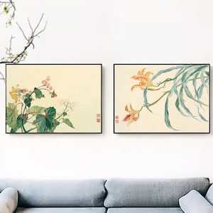 Chinese Boneless Painting, Flower Art Silk Prints, 没骨 Chinese Botanic ...