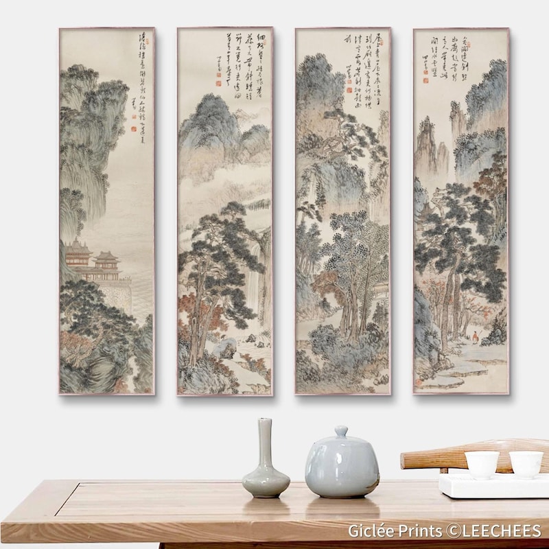 Chinese Silk Scroll Set - Etsy