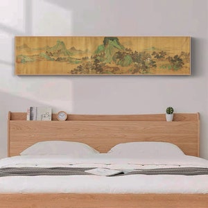 Extra Wide Shanshui Wall Art, Horizontal Narrow Antique Mountain ...