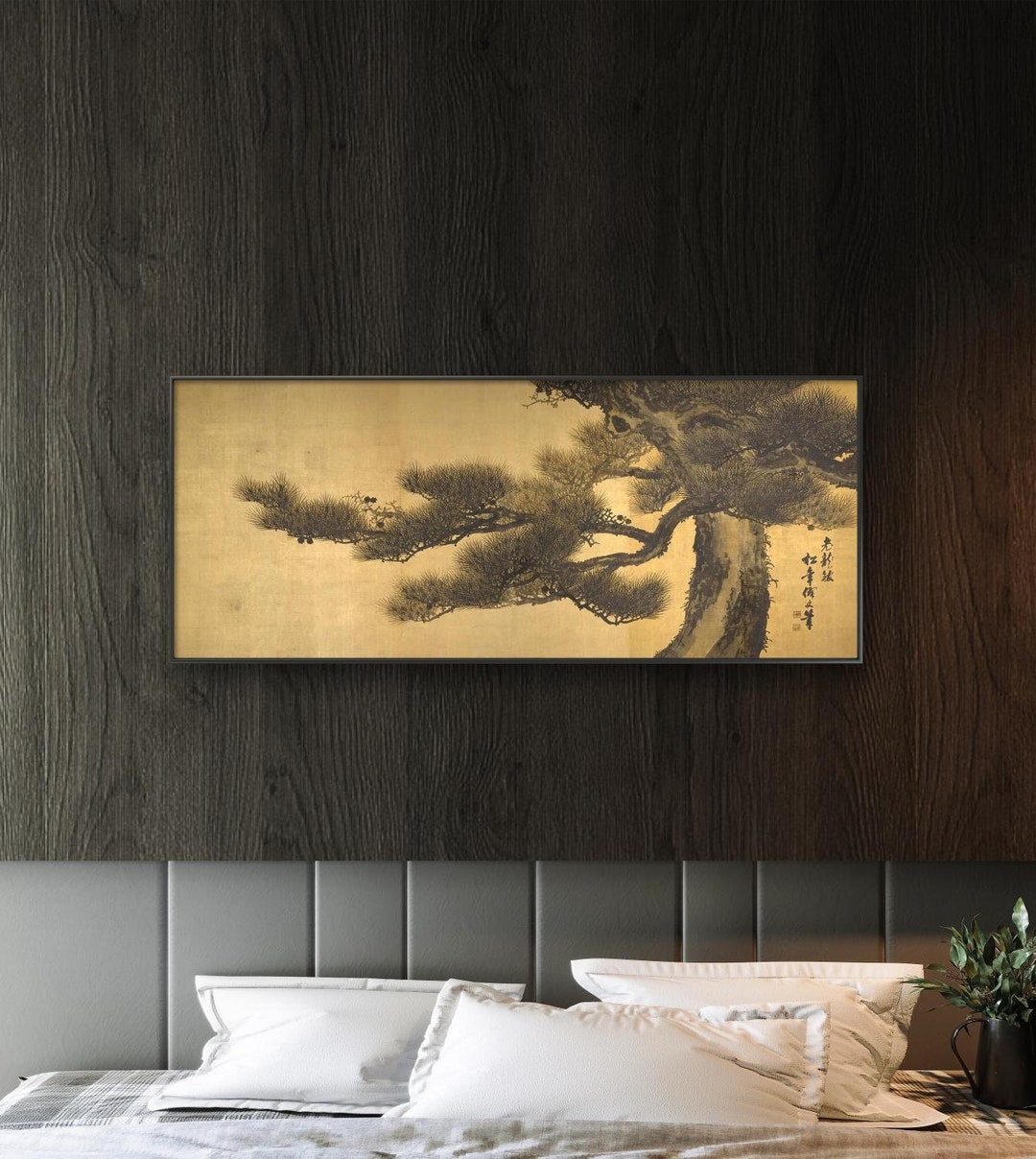 Japanese Brush Painting, Pine Tree Brush Art, Fine Art Print, Long ...