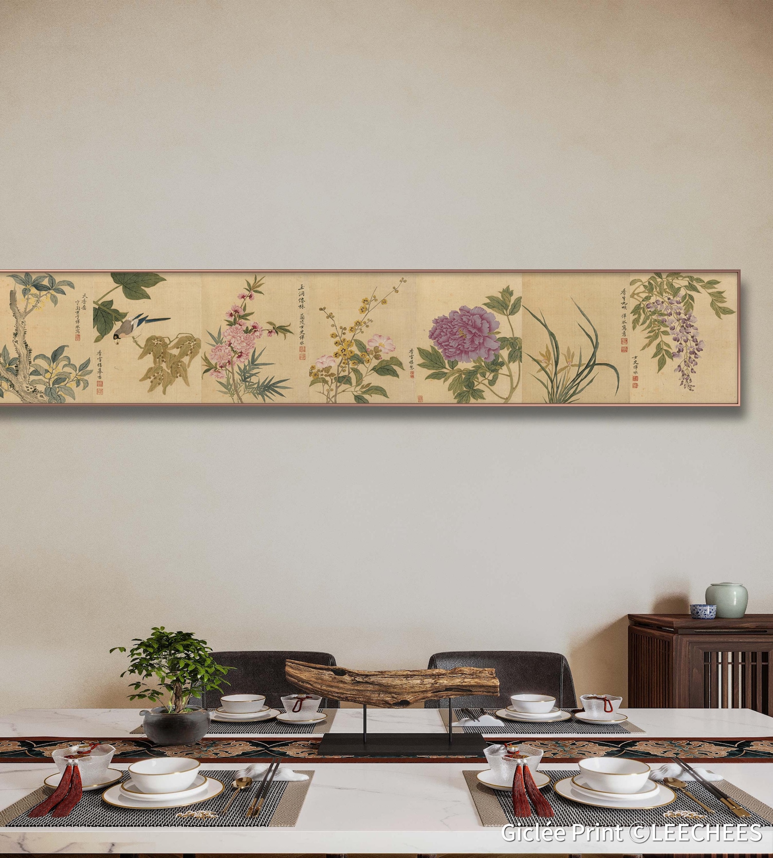 Multiple Flowers Combination Art Print, East Asian Four Seasonal ...