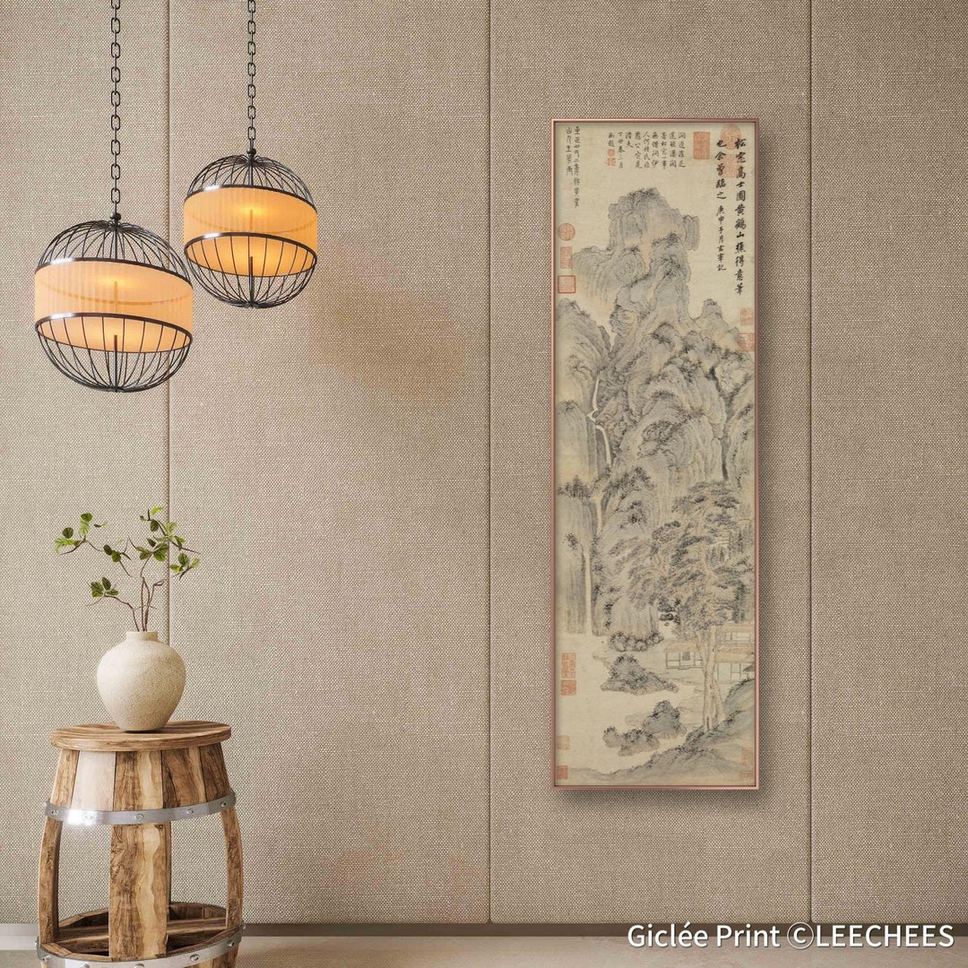Chinese Antique Literati Painting, Ancient Landscape Painting, Vertical ...