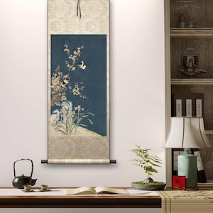 Antique Chinese Bird and Flower Art, Giclee Silk Print, Embroidered Art ...