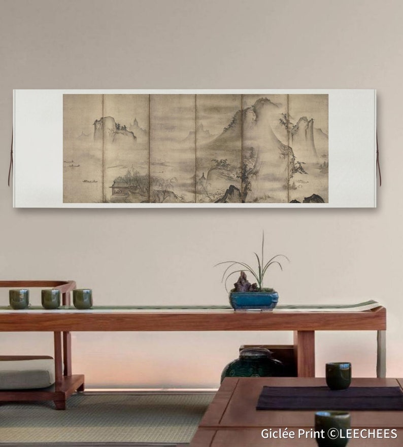 East Asian Minimal Shan Shui Painting Screen by Tenshō - Etsy