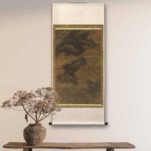 Chinese Dragon, Loong Brush Painting, Handmade Silk Hanging Scroll ...