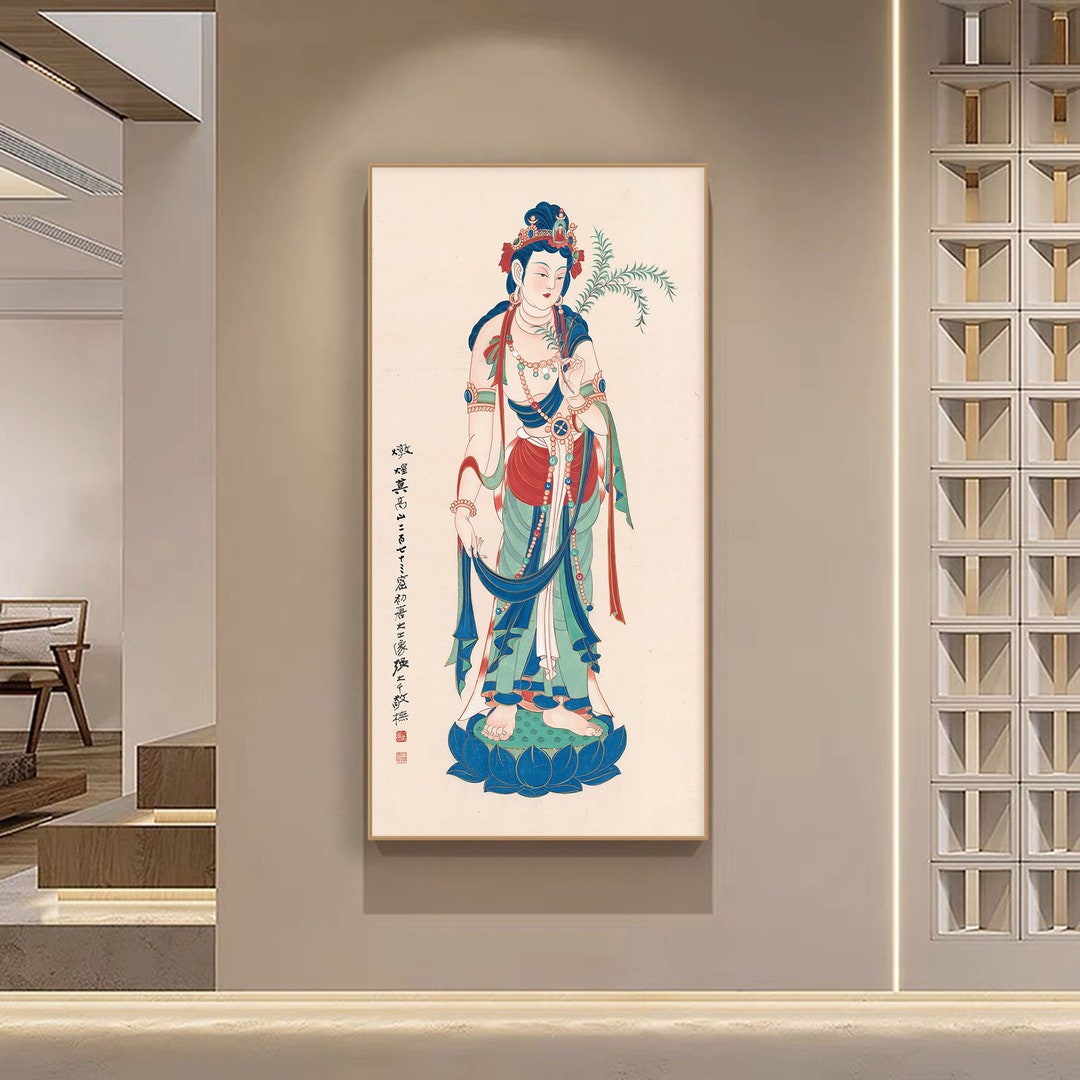 Large Vertical Scroll of Early Tang Dynasty Monk Portrait, Bodhisattva ...