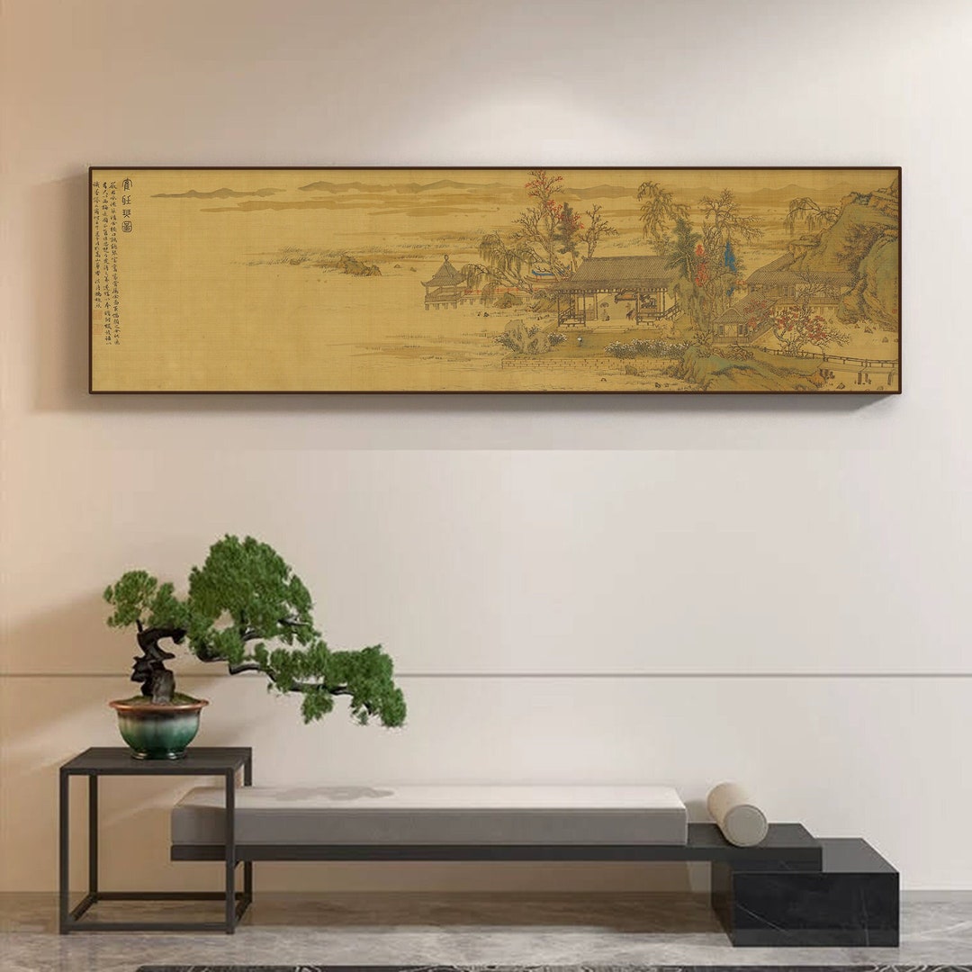 Chinese Qing Dynasty Antique Landscape Art Replica, Long Scroll of ...