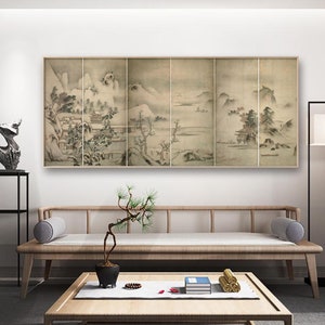 Japanese Minimal Landscape Painting, Ancient Landscape Art Replica ...