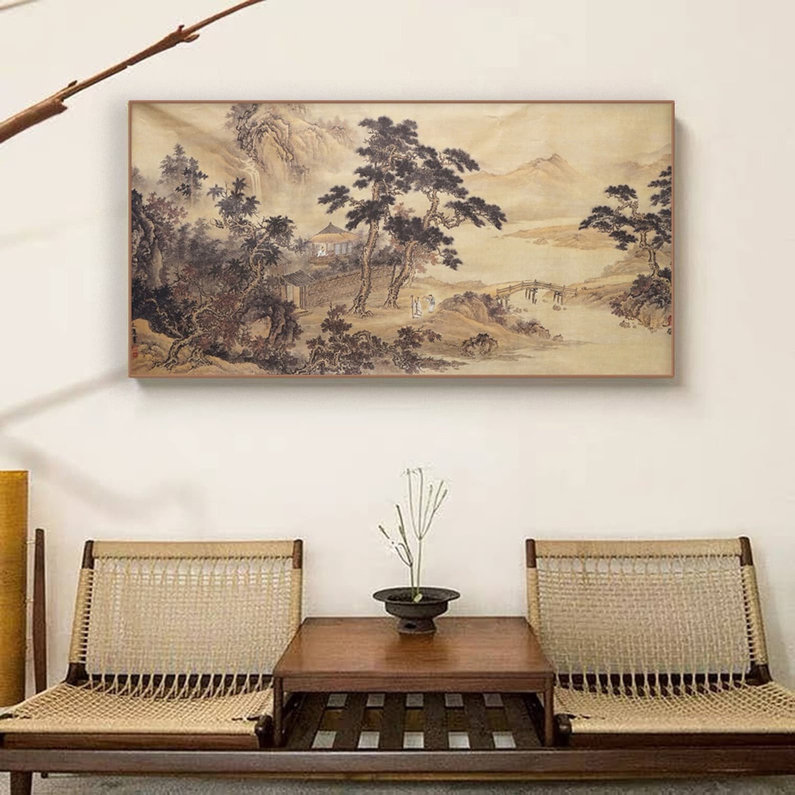 Vintage Retro Chinese Ancient Literati Painting, Traditional Landscape ...