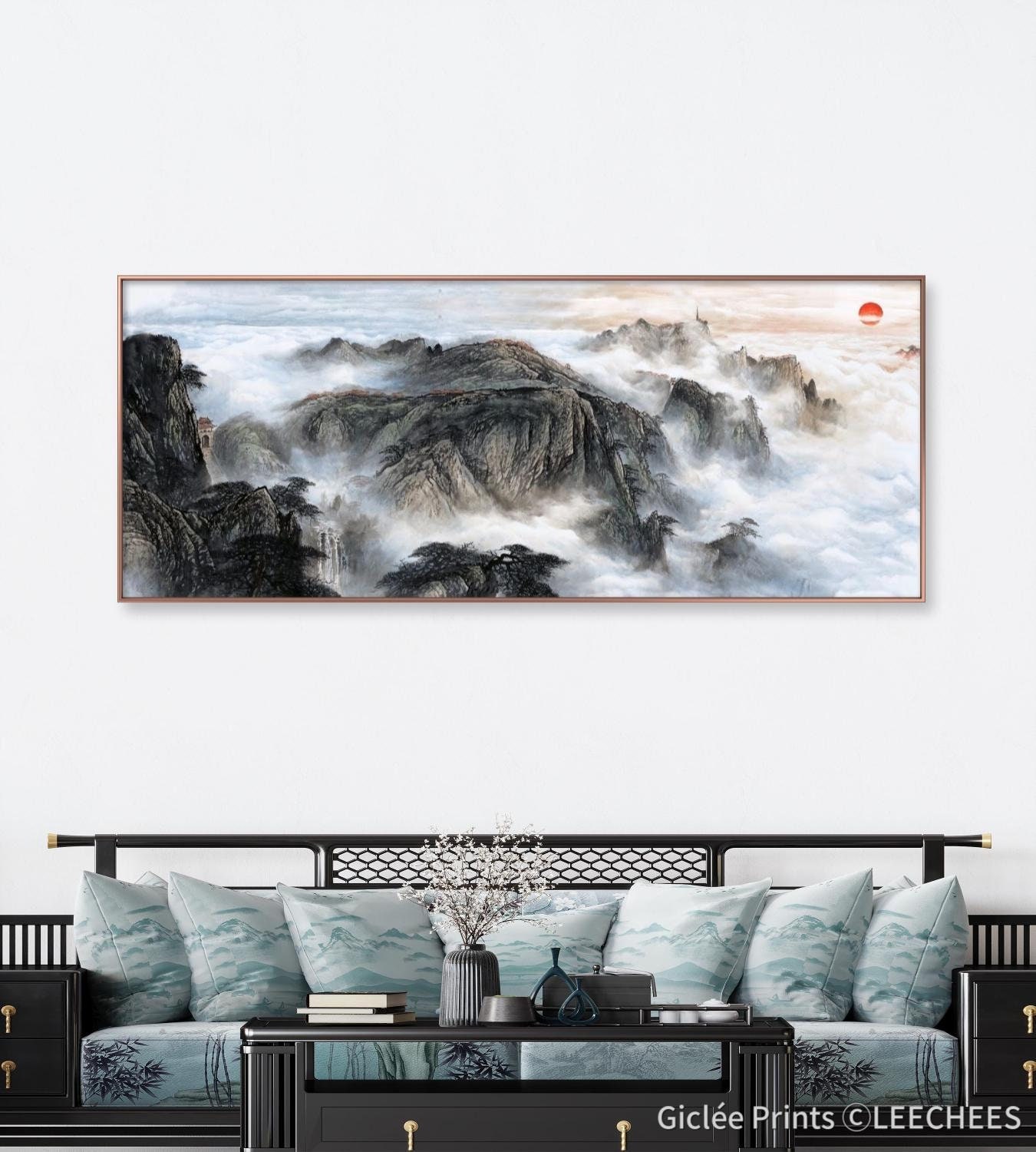 Sunrise Tai Mountain Peaks, Extra Large Chinese Mount-tai Landscape ...