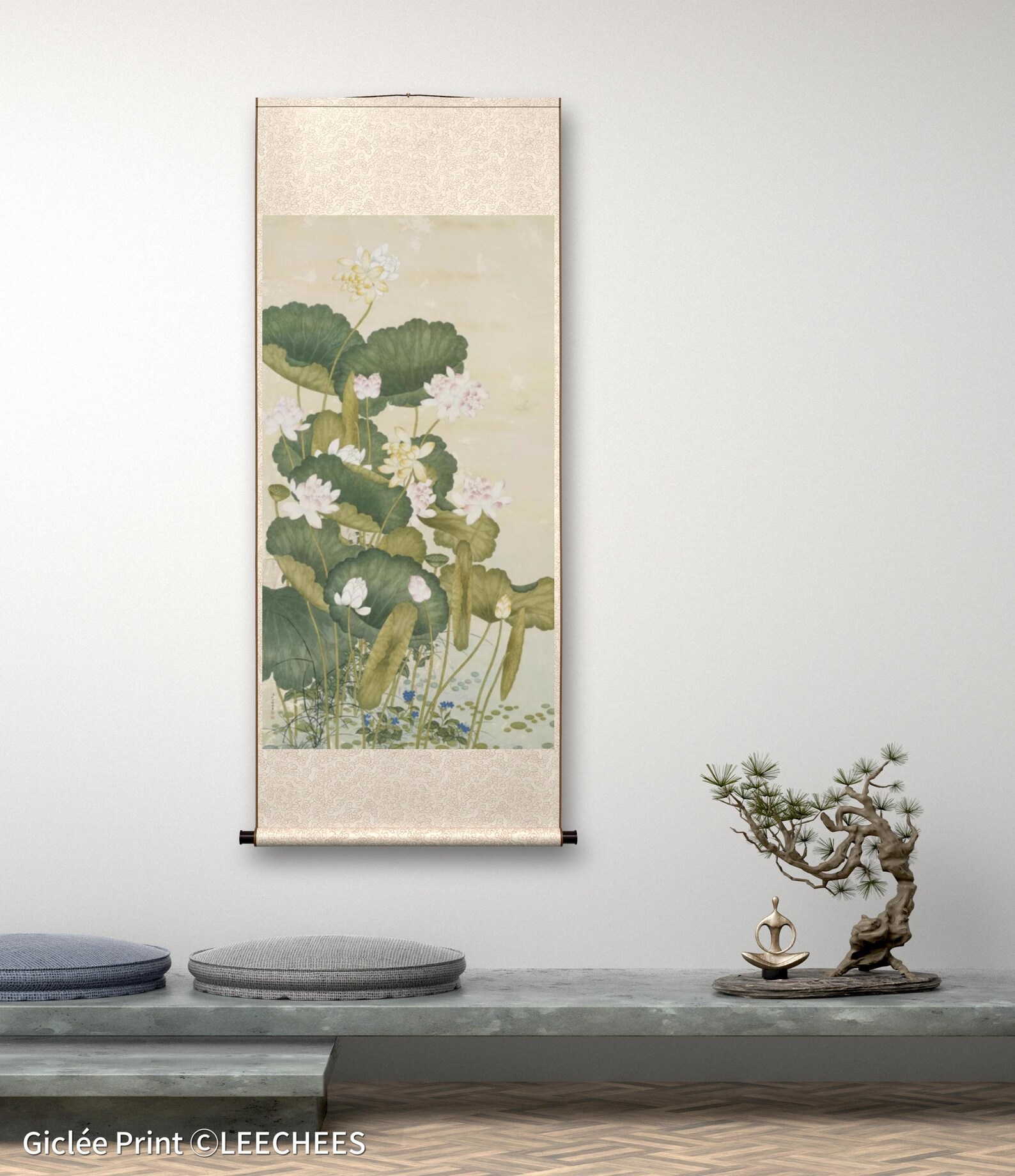Graceful Lotus Flowers, Lotus Pond Meticulous Painting, Giclee Art ...