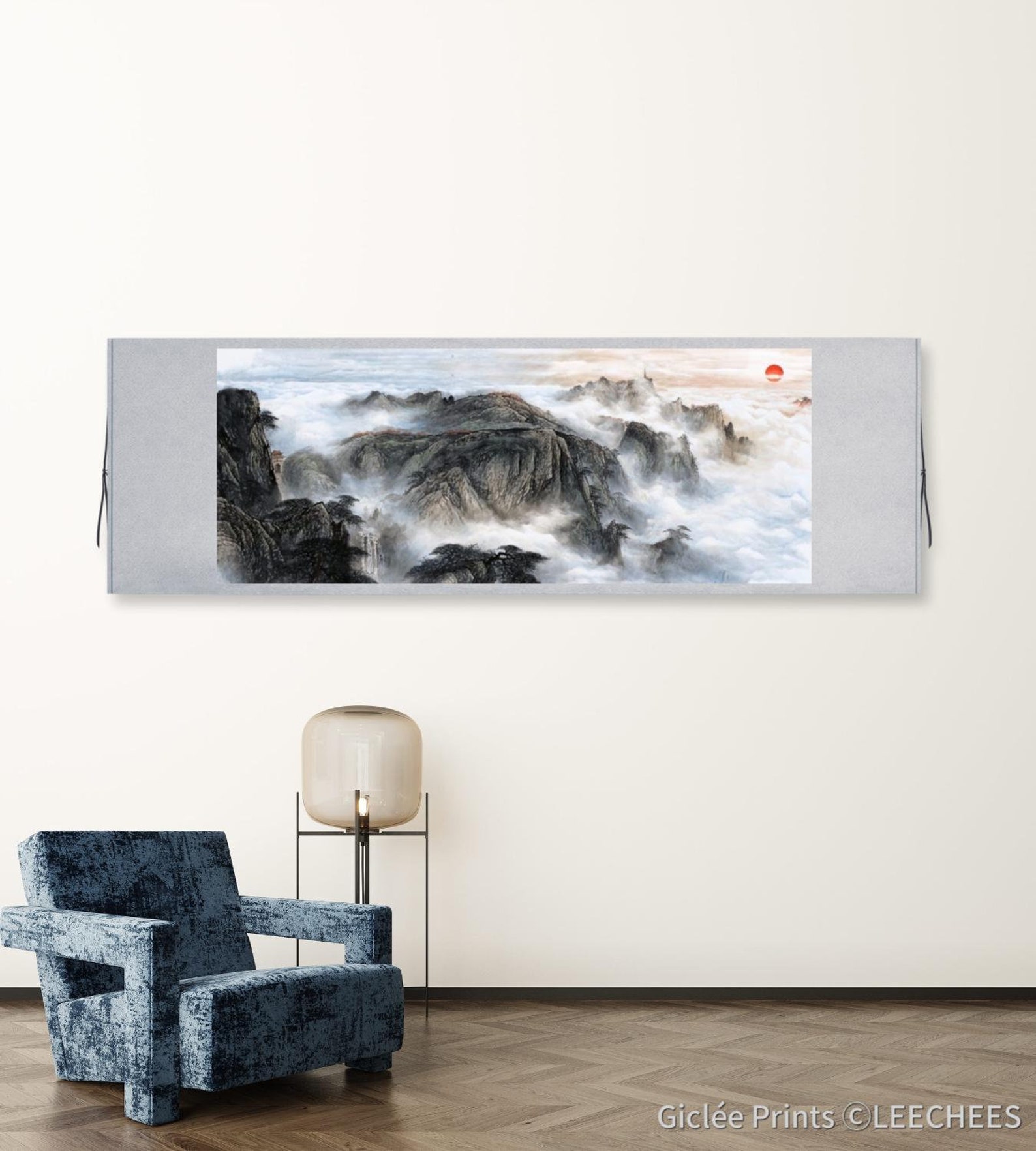 Sunrise Tai Mountain Peaks, Extra Large Chinese Mount-tai Landscape ...