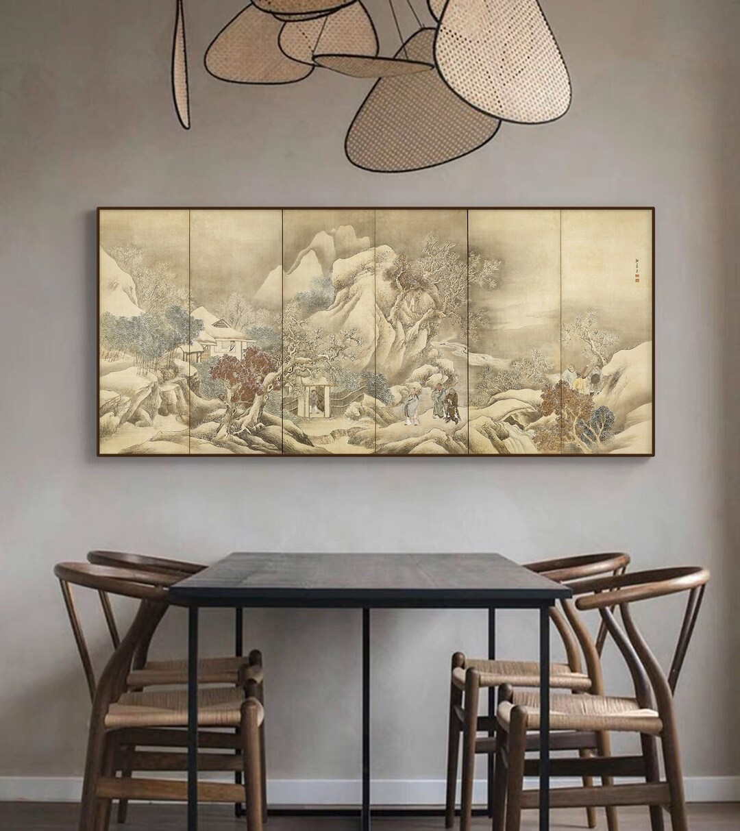 The Three Visits to the Thatched Cottage Screen Painting, Japan/ Yosa ...