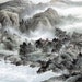 Black and White Mountain Painting, Misty Mountain Landscape Art ...