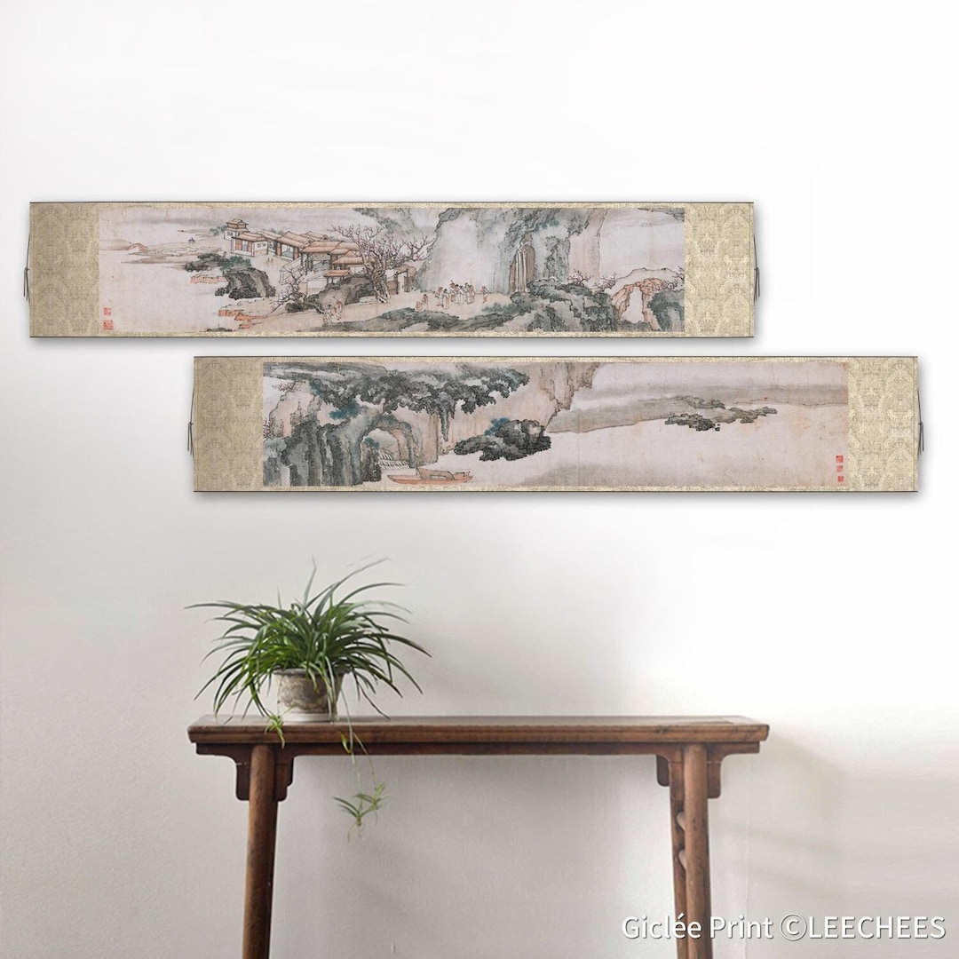 The Peach Blossom Spring, Chinese Qing Dynasty Antique Shan Shui Scroll ...