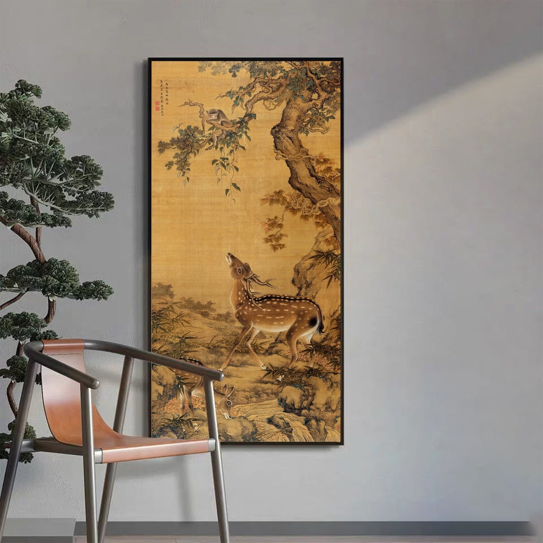 Chinese Court Taste Interior Wall Art, Qing Dynasty Antique Painting ...