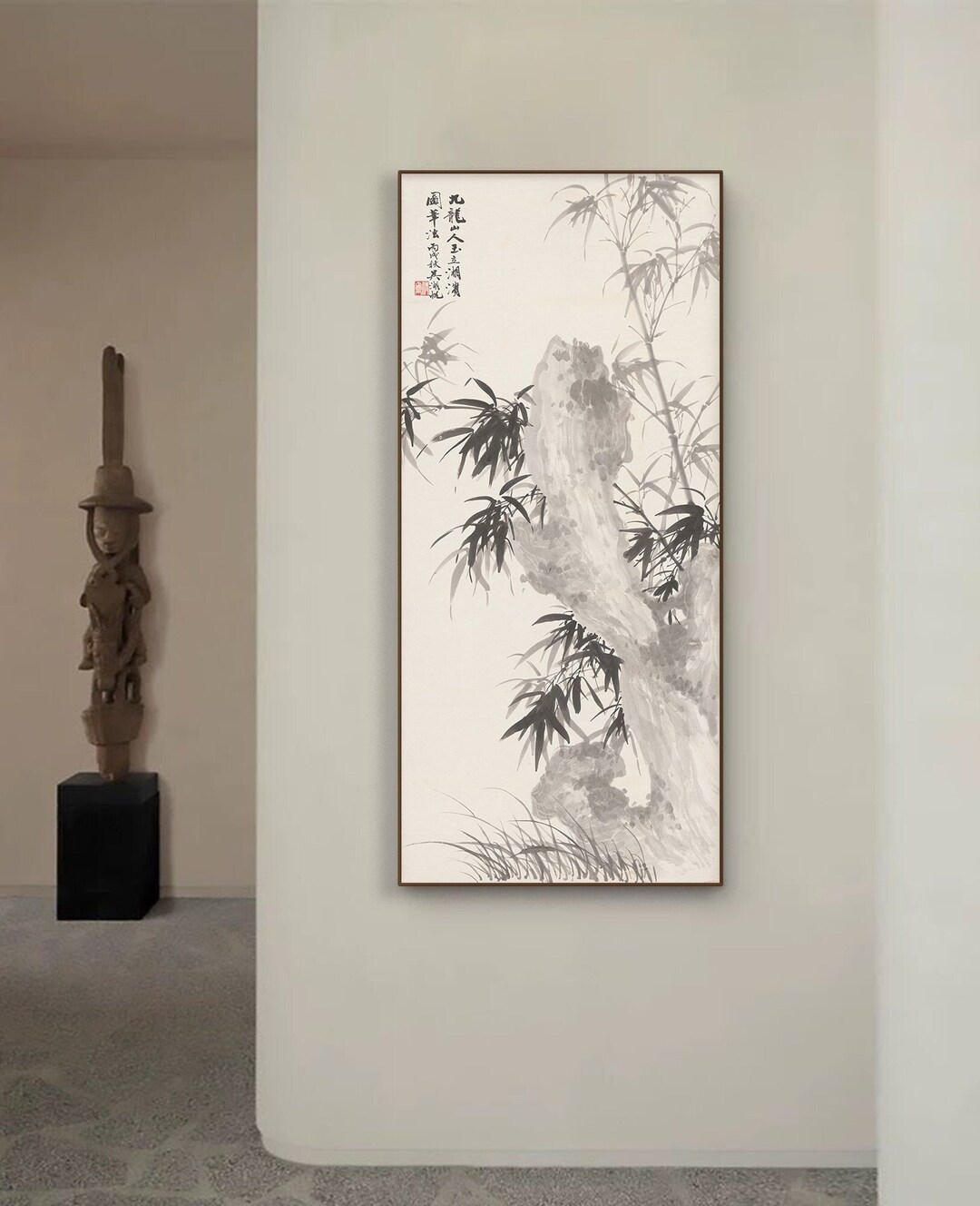 Bamboo and Taihu Stone, Minimal Bamboo Brush Painting, Xieyi Style ...