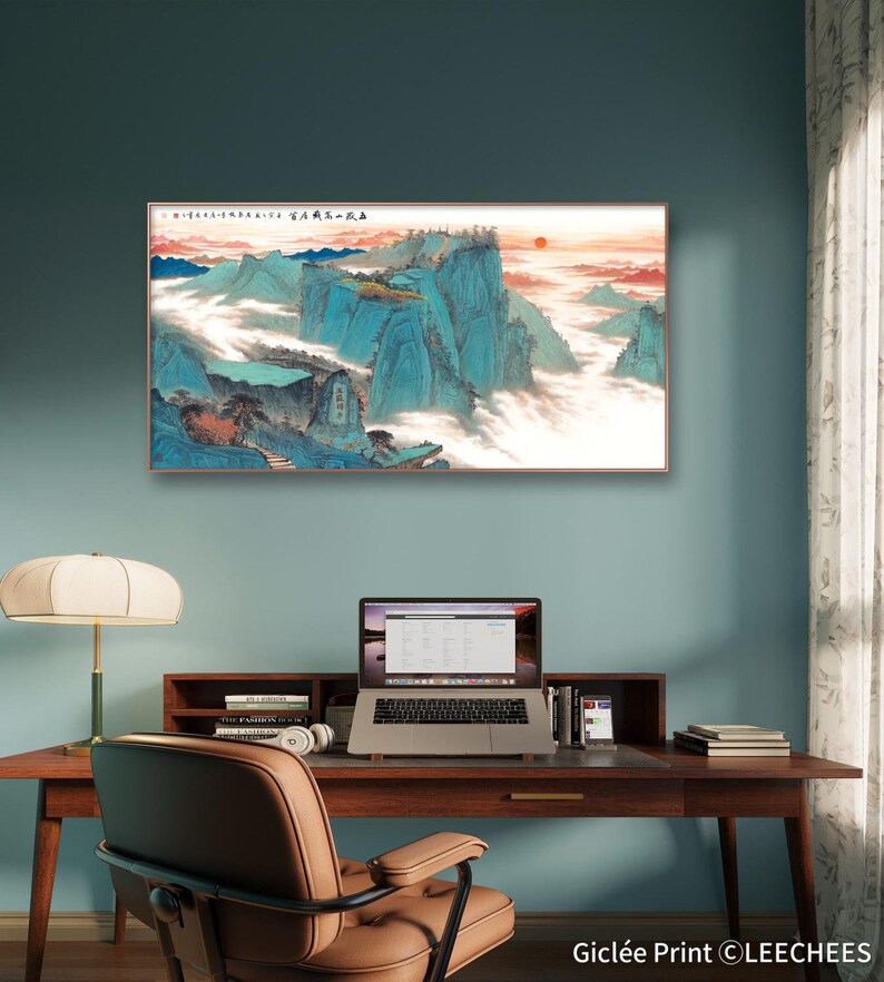 Five Sacred Mountains Tallest Peak Mount Tai Painting Extra - Etsy