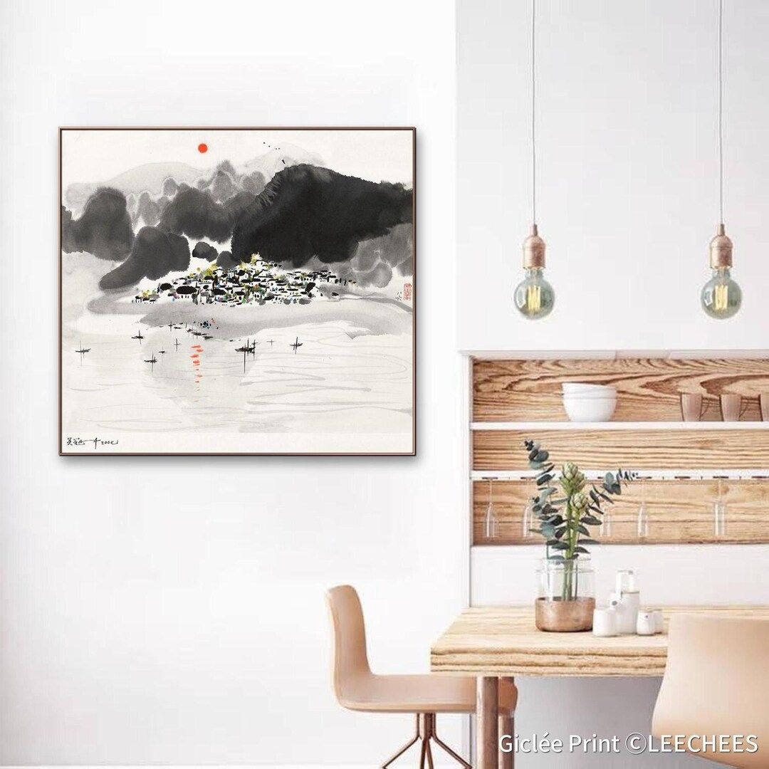 Shuimo Chinese Water Town, Minimal Abstract Ink Wash Art, Wu Guanzhong ...