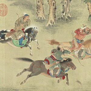 Autumn Hunting Scene by Qiu Ying, Chinese Meticulous Painting, Antique ...