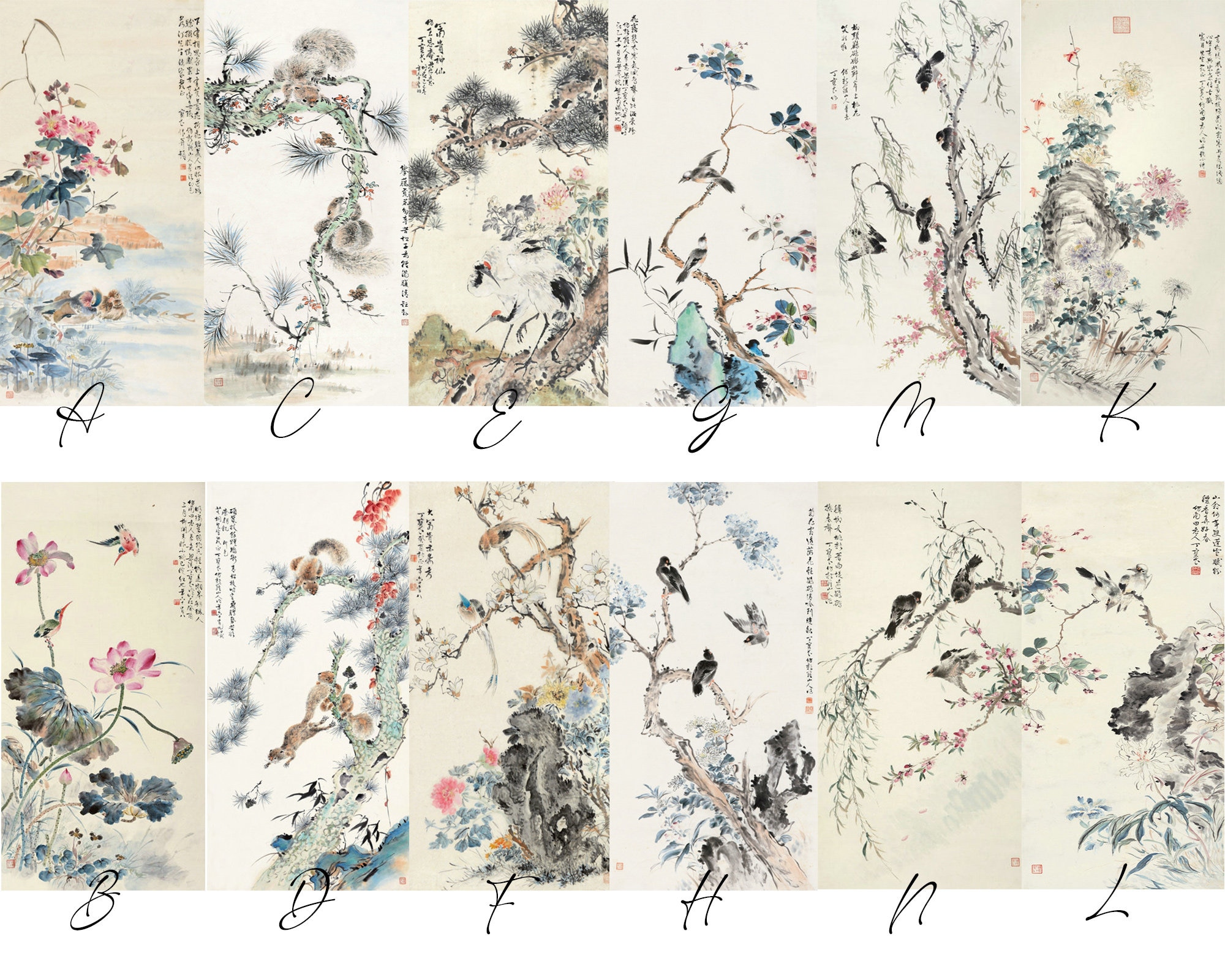 Chinese Bird-and-flower Painting High Quality Print, Boneless Flowers ...