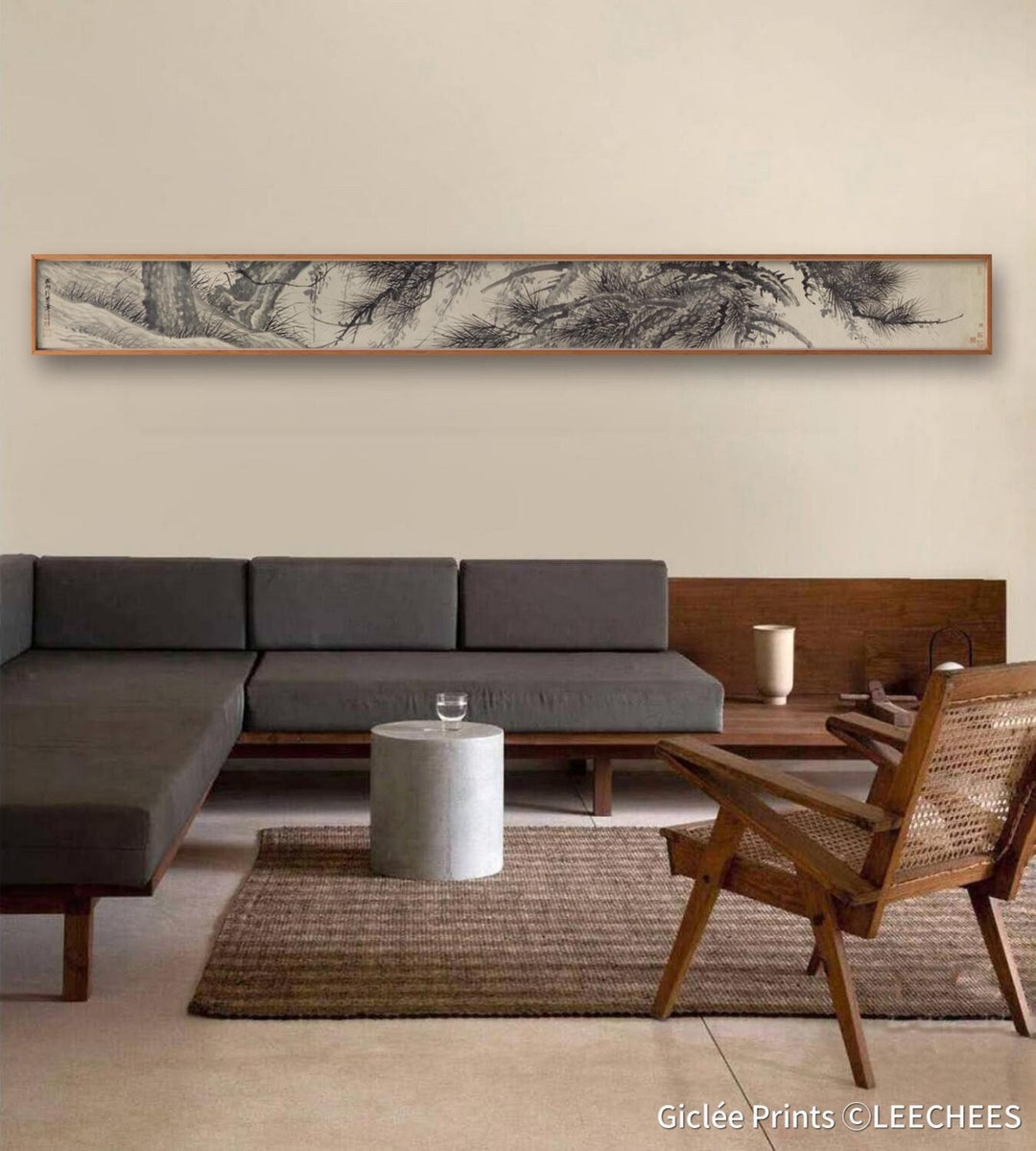 Chinese Pine Brush Painting, Minimal Black and White Pine Tree Art ...