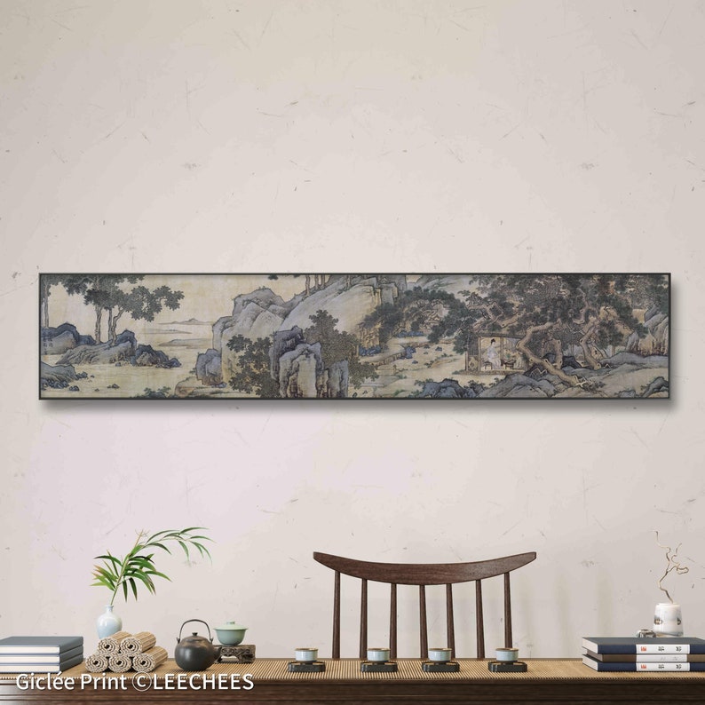 Horizontal Narrow Ancient Landscape Painting, Ancient Literati ...