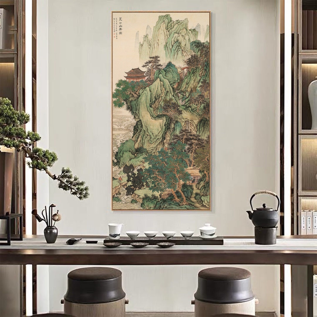 Traditionalist Chinese Landscape Painting, Green Mountains and Waters ...