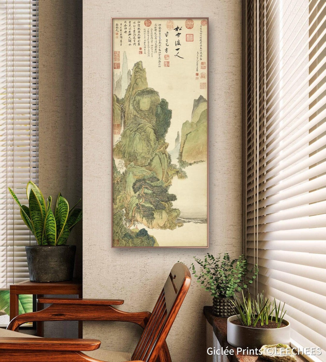 Chinese Shan Shui Painting, Spring Mountain and Flying Waterfalls ...