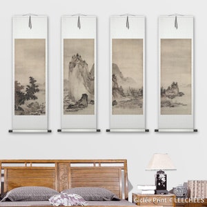 Japanese Mountain Landscape Painting, Giclee Art Print, Minimal East ...