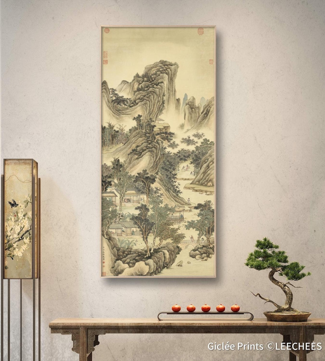 Chinese Ancient Landscape Brush Painting, Large Vertical Shan Shui Wall ...